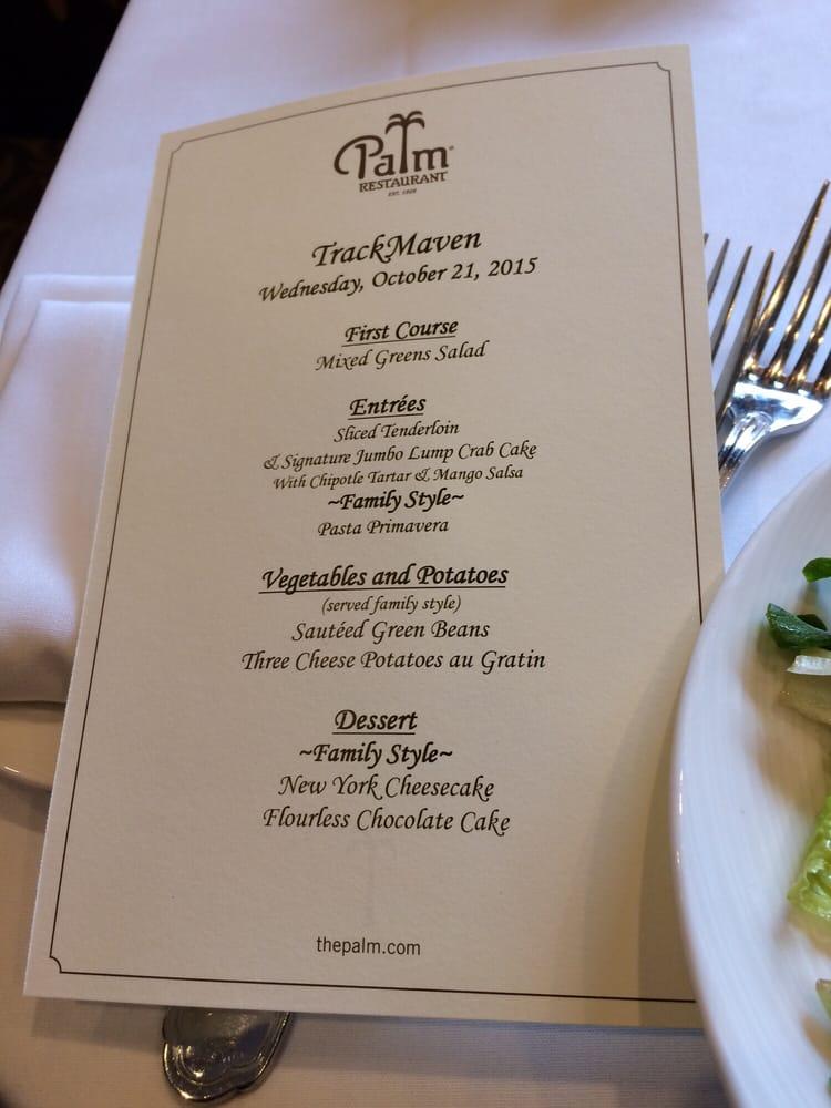 Menu at The Palm - Boston steakhouse, Boston