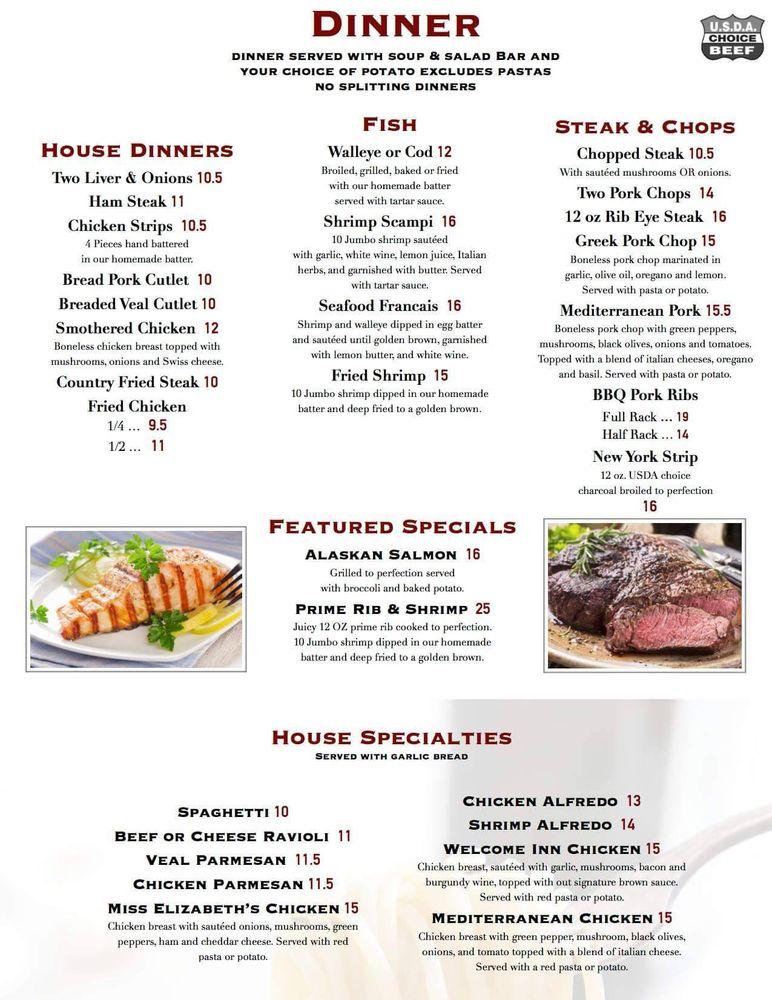 Menu at Welcome Inn Restaurant & Lounge, Milan