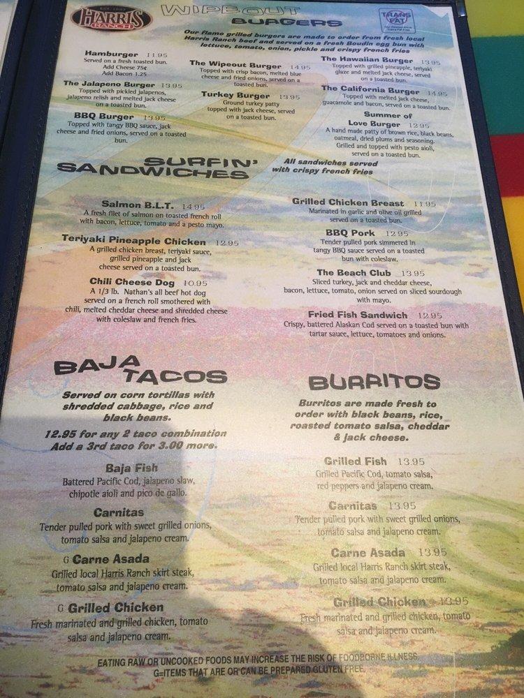 Menu at Wipeout Bar & Grill, San Francisco