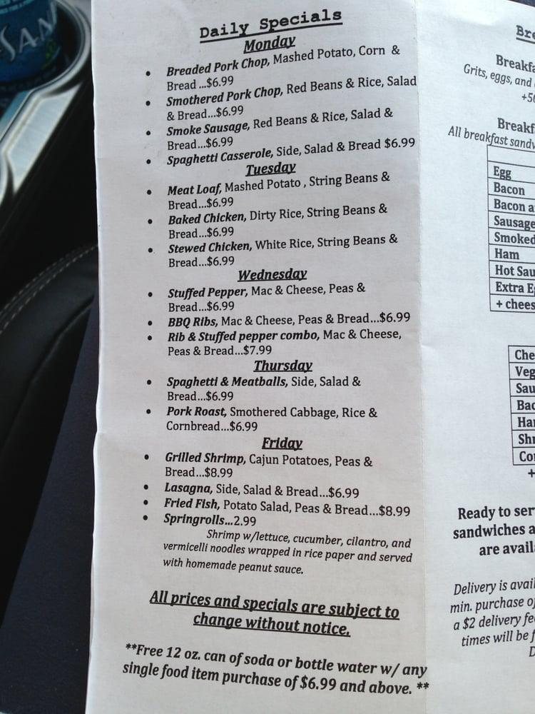 Menu at Eat-Well Food Mart restaurant, New Orleans, Canal St