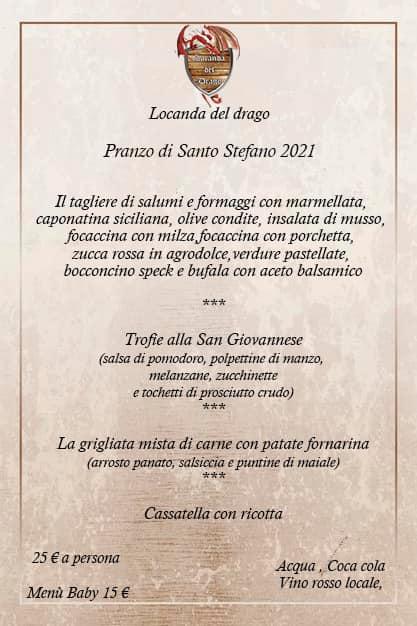 Menu at La Locanda Del Drago restaurant, Monreale