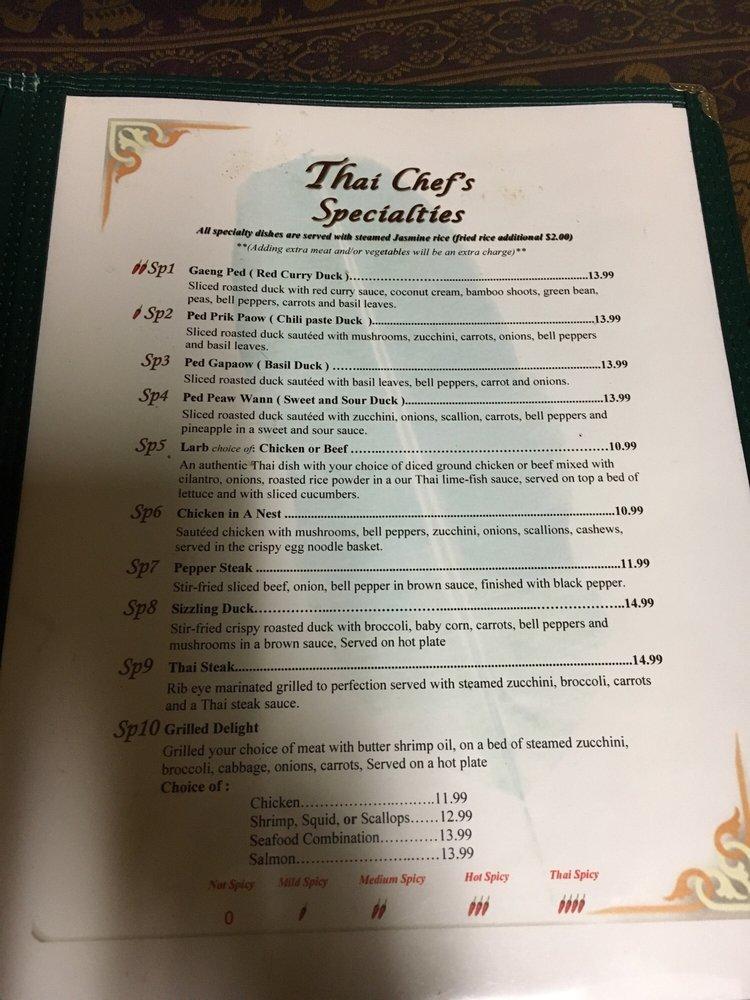 Menu at Prime Thai restaurant, Elkin