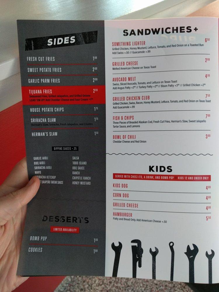 Menu at Smitty's Garage Burger and Beer pub & bar, Kansas City