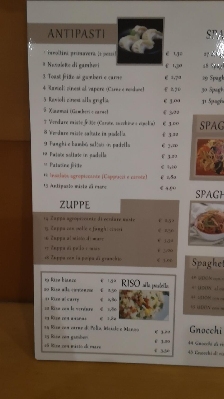 Menu da Sole Rosso Rosticceria Cinese ristorante, Gorizia