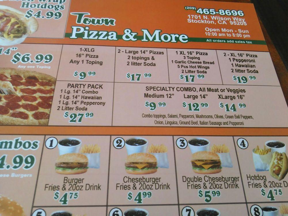 Menu at Town Pizza & More pizzeria, Stockton