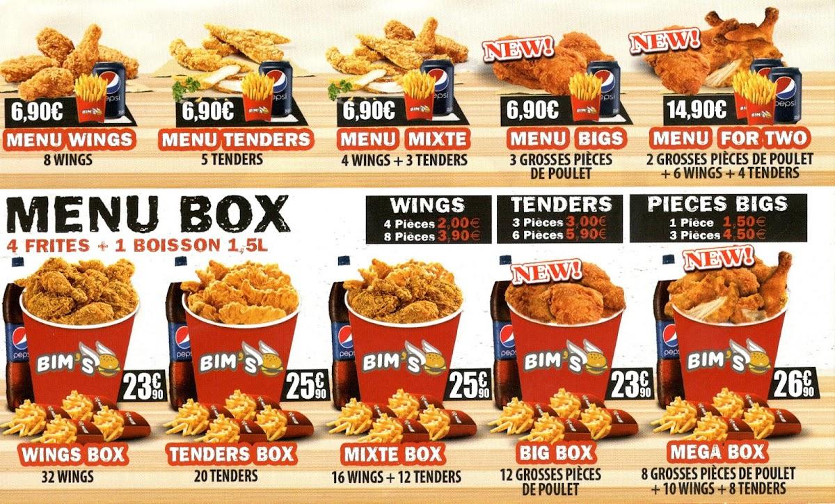 Menu au BIM'S Fried Chicken restaurant, Persan
