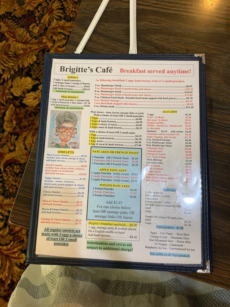 Menu at Brigitte's Cafe, St. Cloud