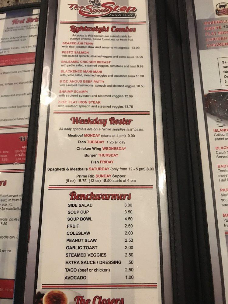 Menu at Sports Stop Pub & Grill, Canyon Lake