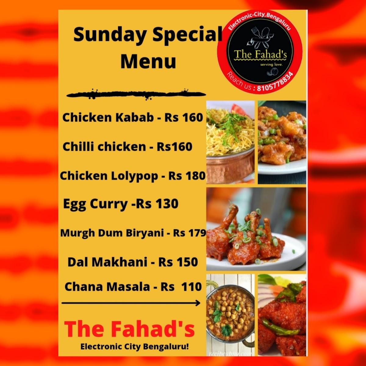 Menu at The Fahad's, Bengaluru