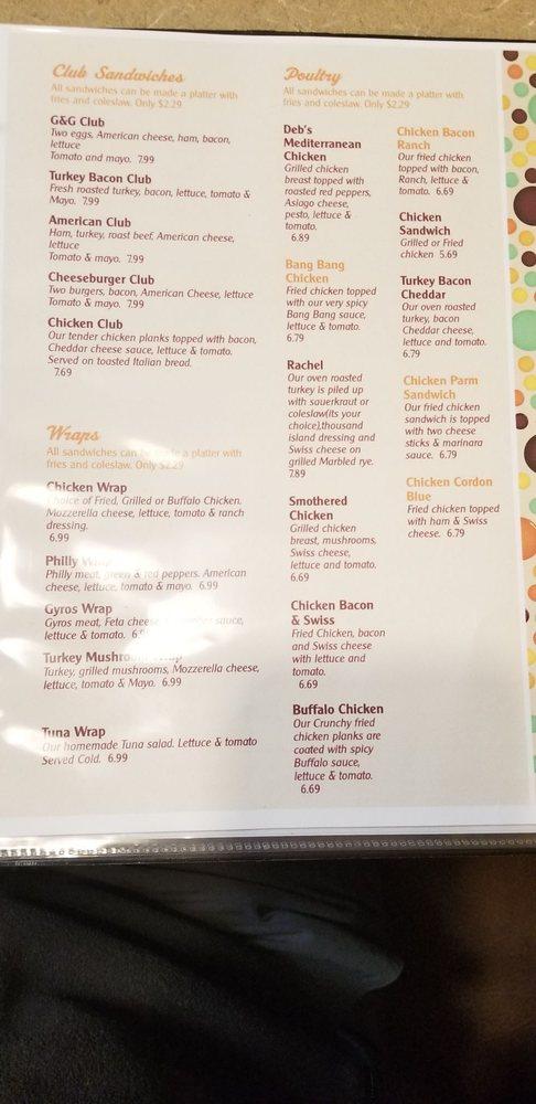 Menu at G & G Restaurant, Vandergrift