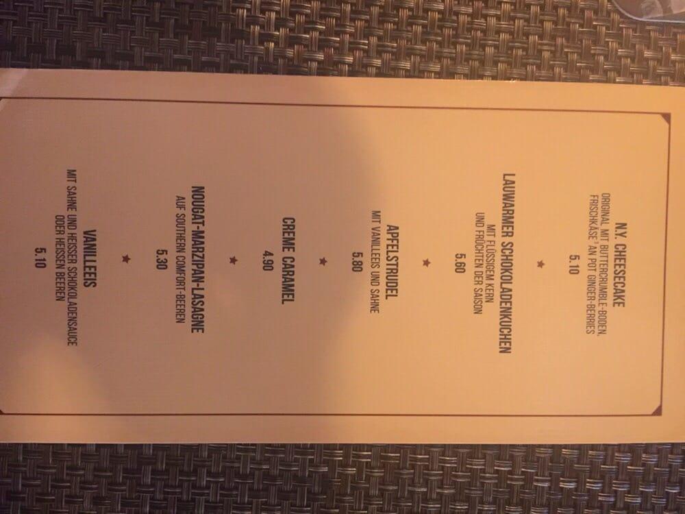 Menu at Primecut steakhouse, Giessen