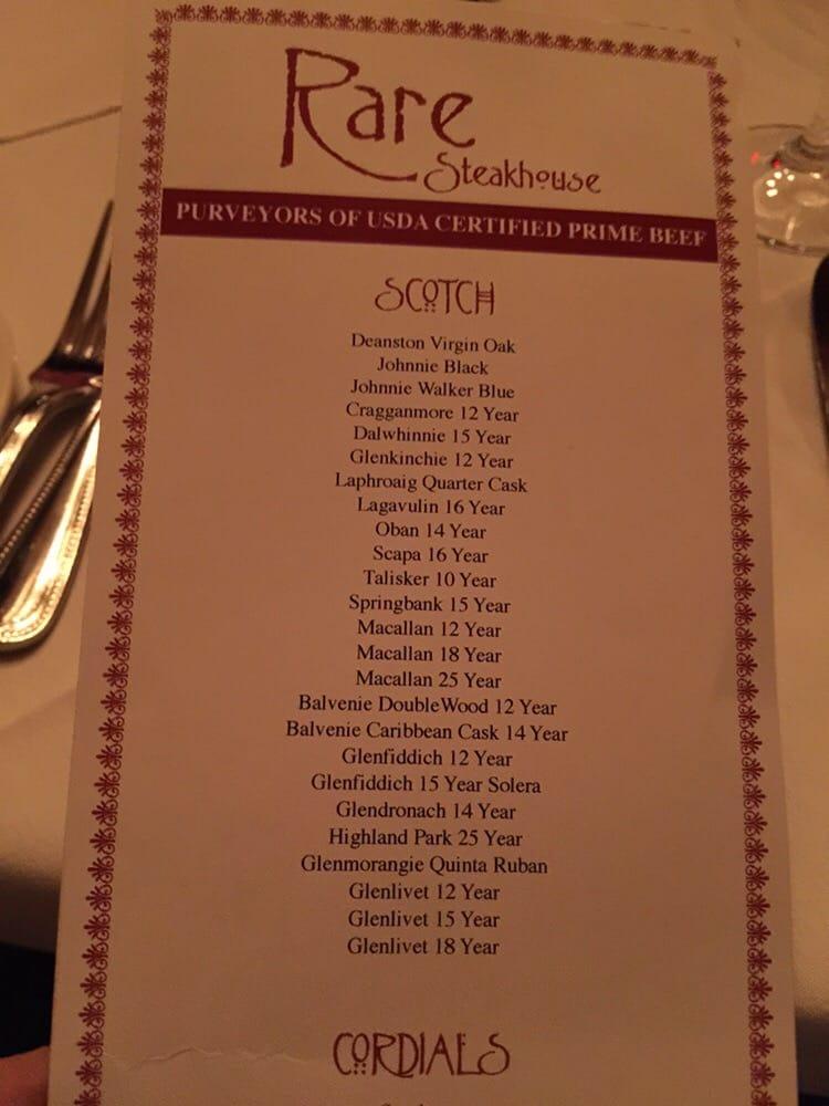 Menu at Rare Steakhouse, Madison
