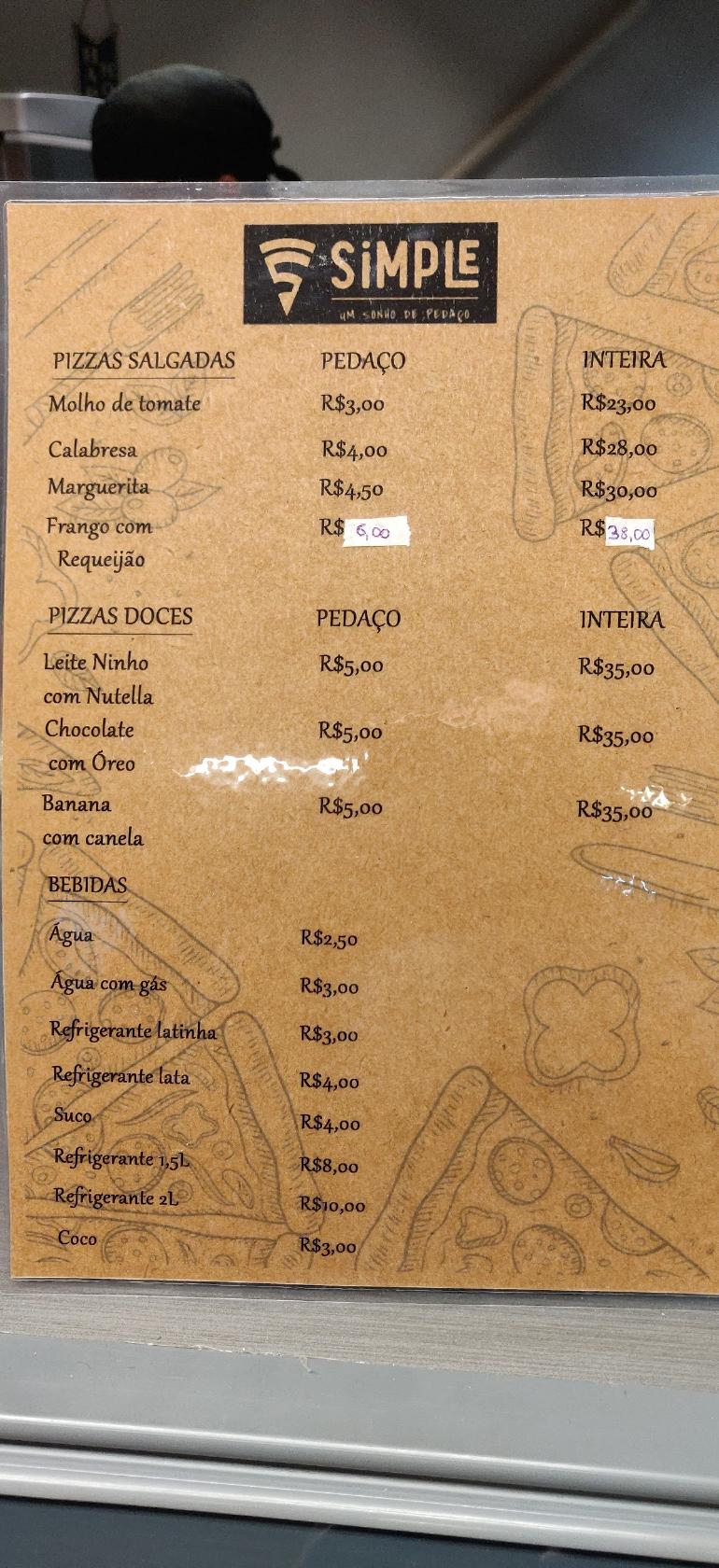 Menu at Simple | Pizza Bar, Brasília