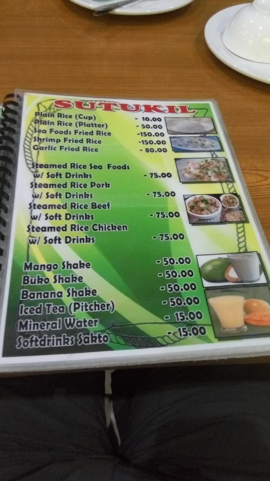Carta de Sutukil Restaurant, Masbate