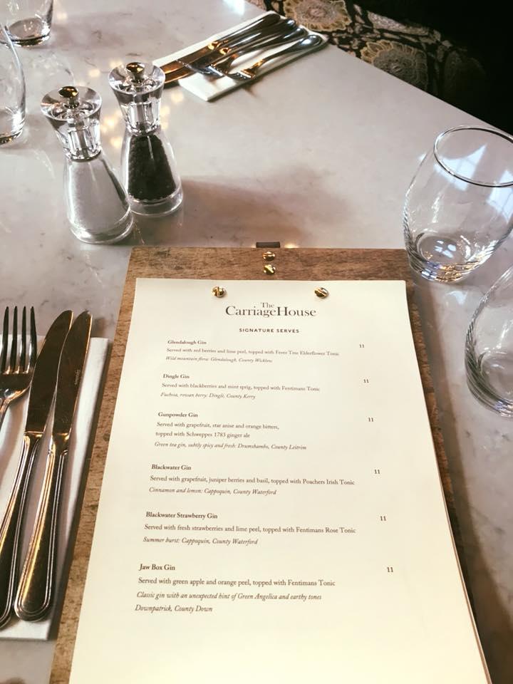 Menu at The Carriage House at Carton House pub & bar, Maynooth