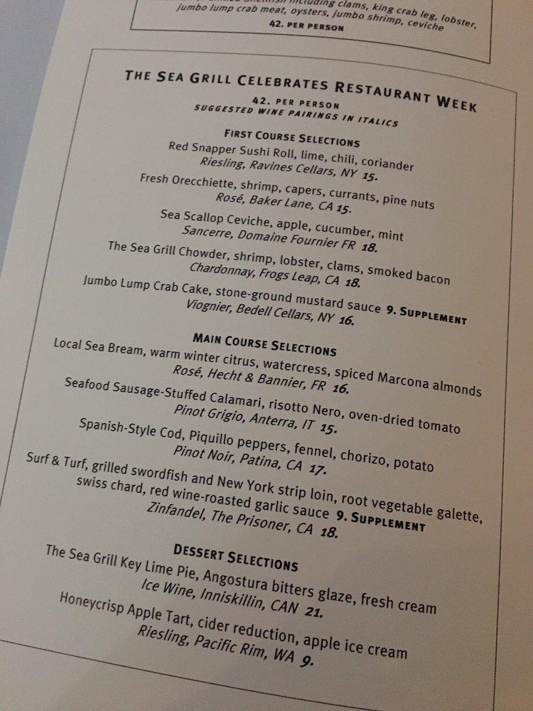 Menu at The Sea Grill restaurant, West New York