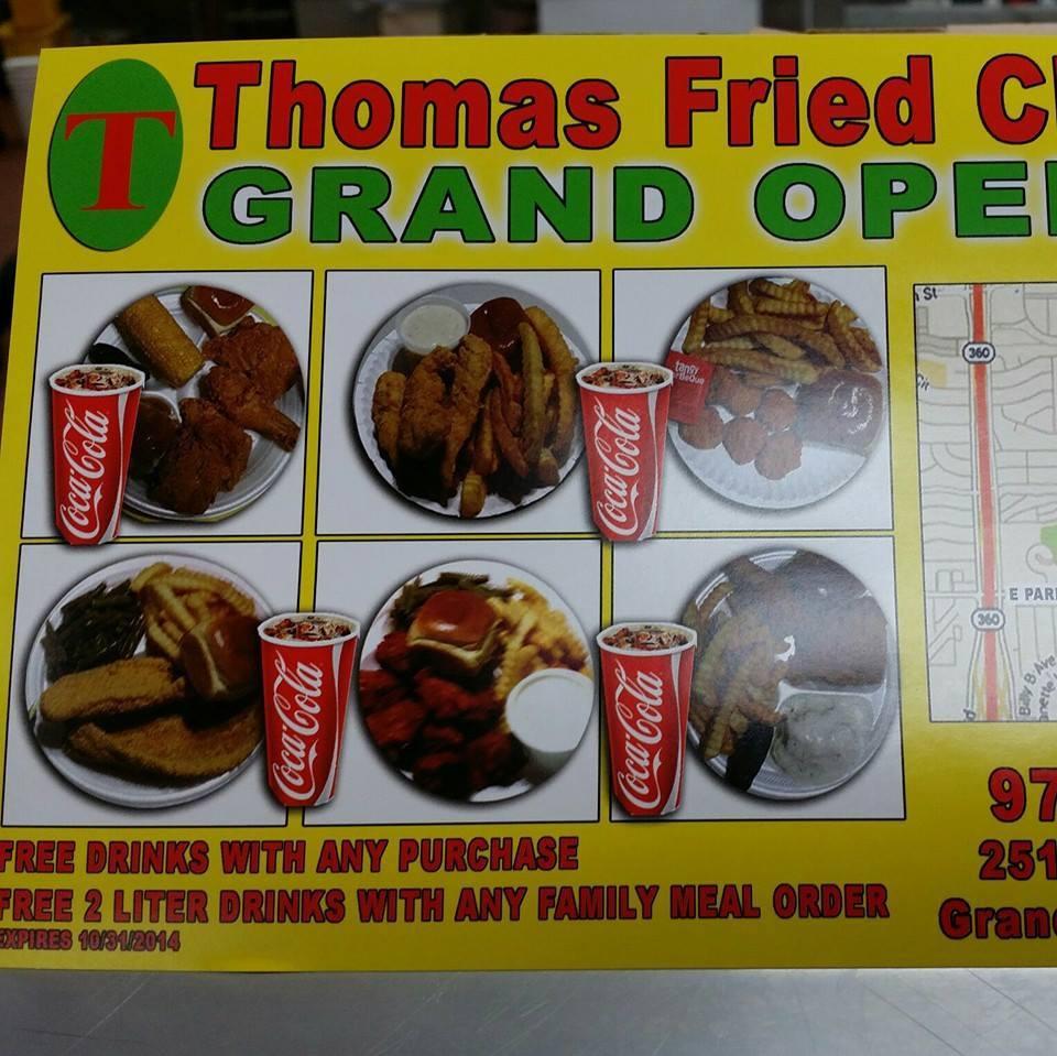 Menu at Thomas Fried Chicken fast food, Grand Prairie
