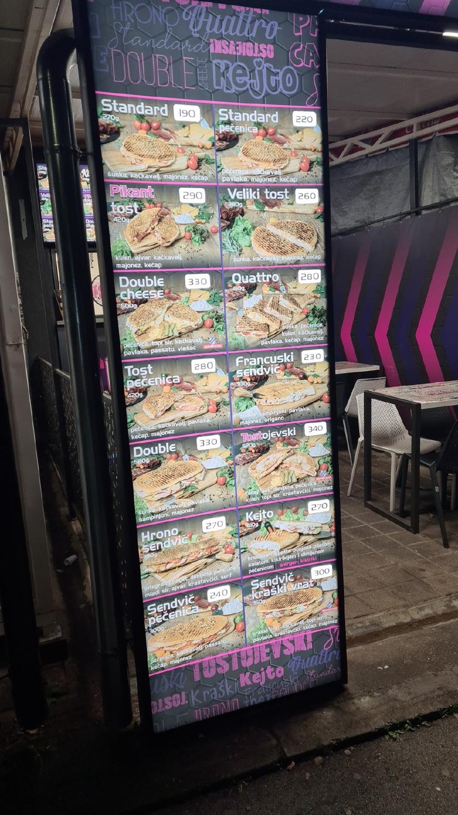 Tostojevski, Niš - Restaurant menu, prices and reviews