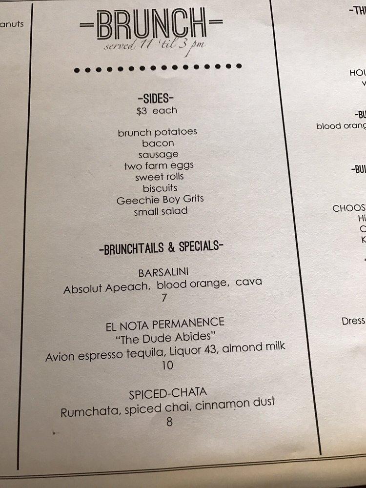 Menu at Barsa, Charleston