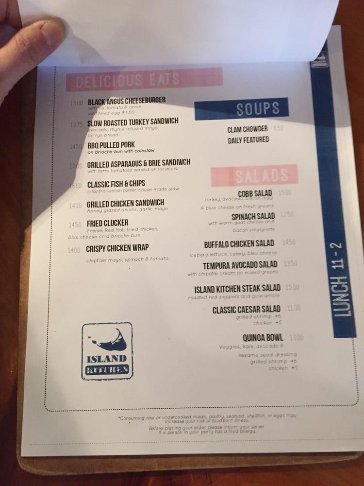 Menu at Island Kitchen Restaurant & Catering, Nantucket