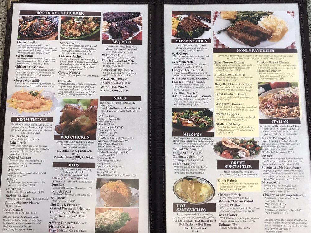 Menu at Noni's Grille of Troy restaurant, Troy