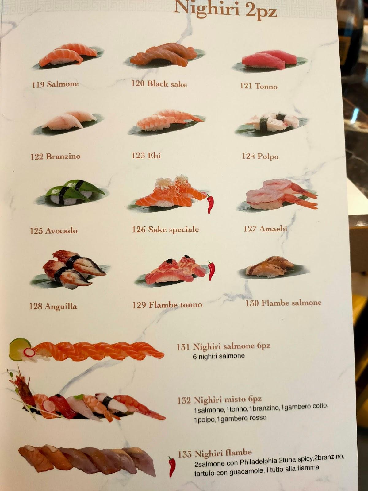 Menu at Ichi restaurant, Cuneo
