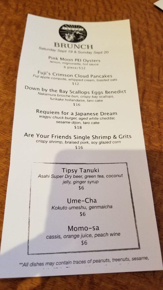 Menu at Tanuki Restaurant, Markham