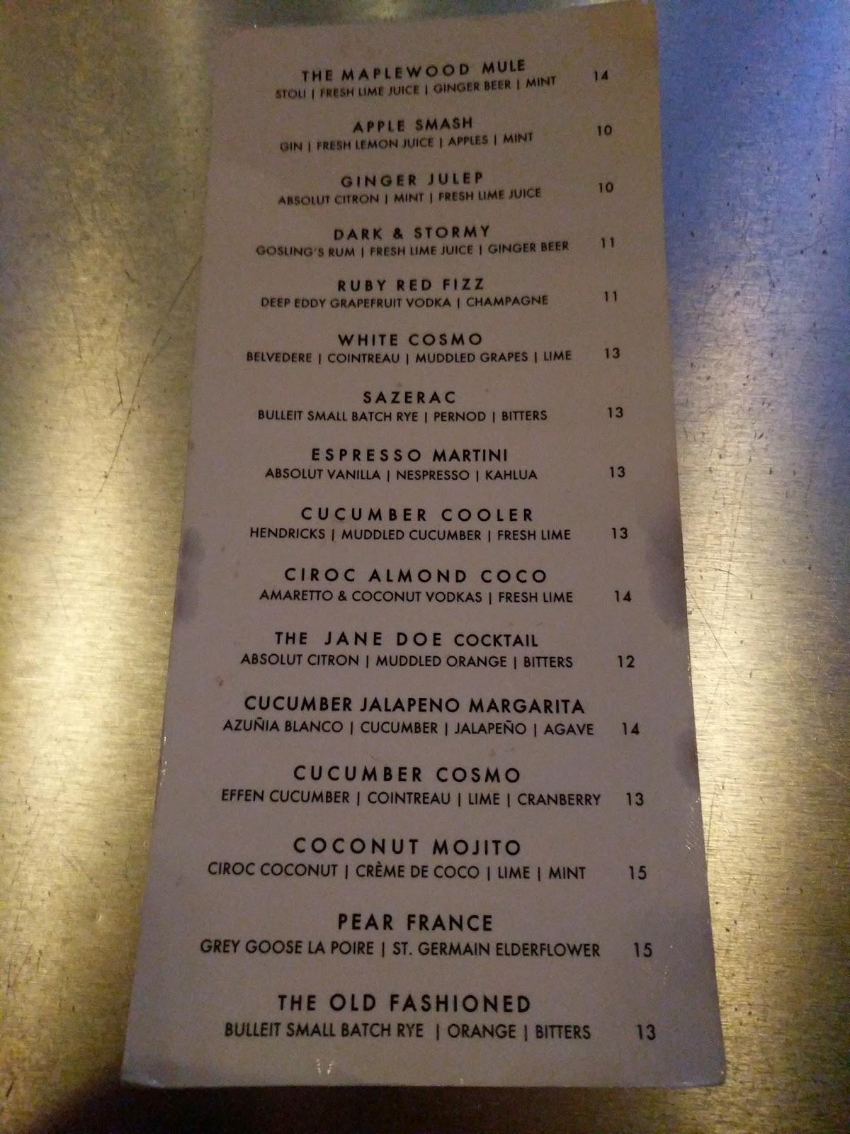 Menu at The Maplewood pub & bar, Wichita Falls, Plaza Pkwy Suite 301A