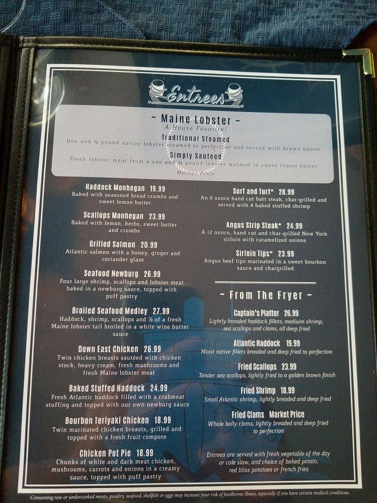 Menu at Tugboat Restaurant, Boothbay Harbor