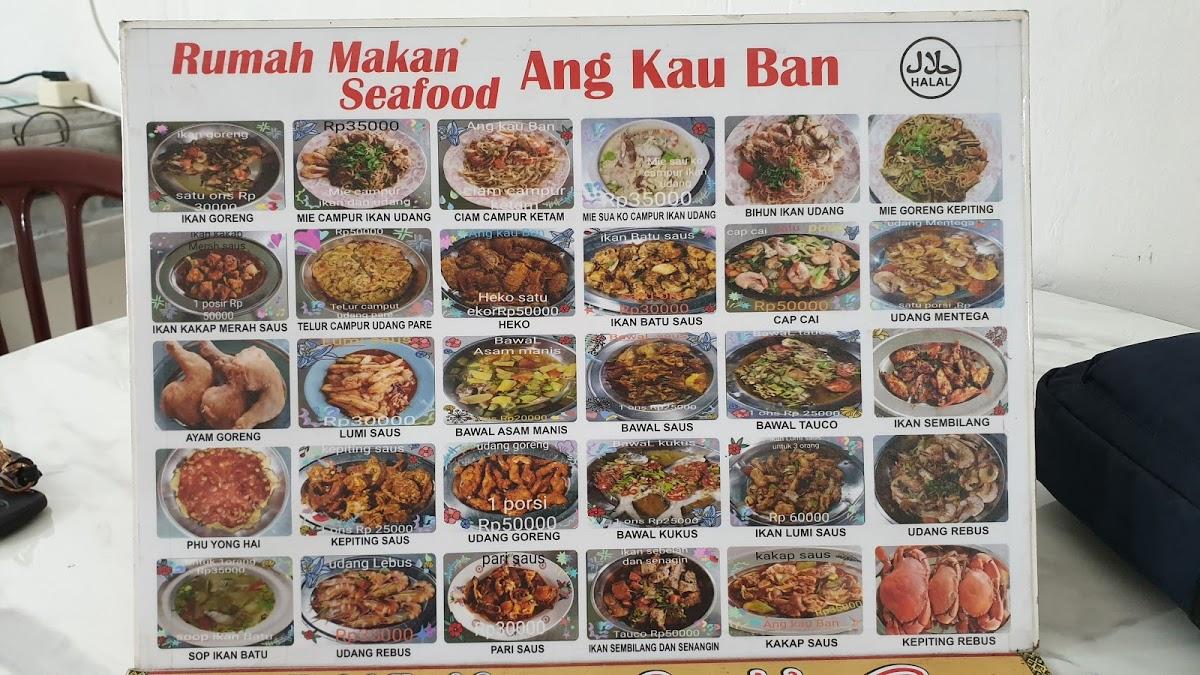 Menu at Ang Kau Ban restaurant, Bagan Barat