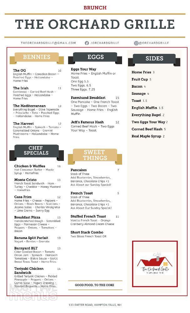 Menu at The Orchard Grille at Applecrest Farm pub & bar, Hampton Falls