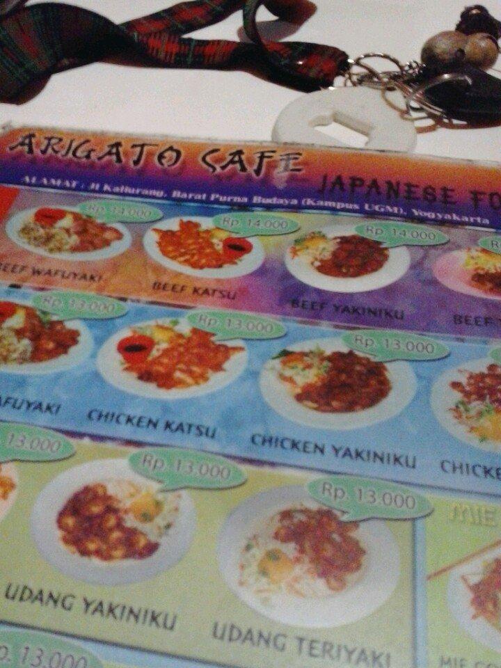 Menu at Arigato restaurant, Sendangadi