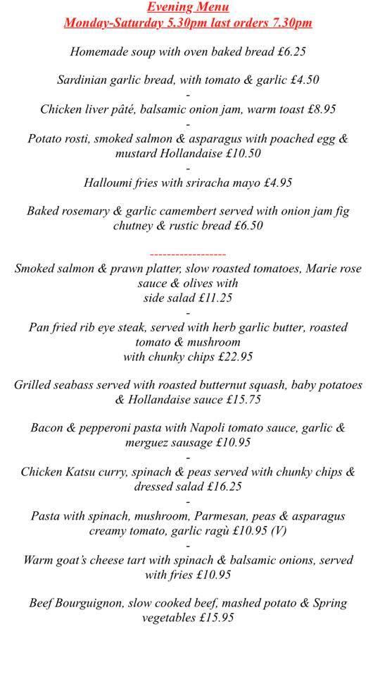 Menu at Imperial Express cafe, Darlington