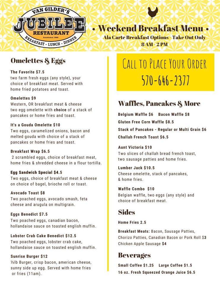 Menu at Jubilee Restaurant, Pocono Pines, PA-940