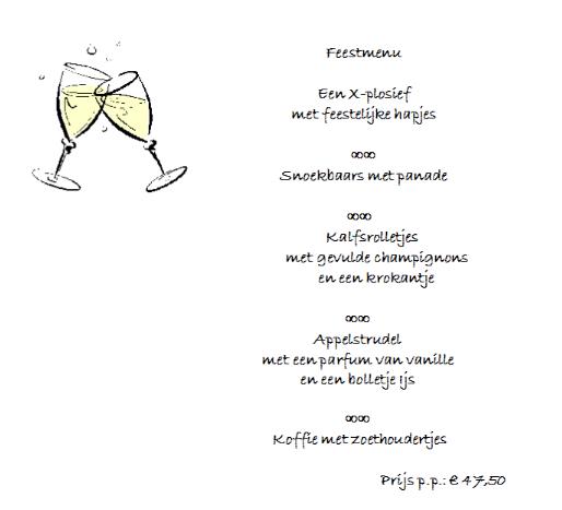 Menu at Le Gourmand, Bilzen