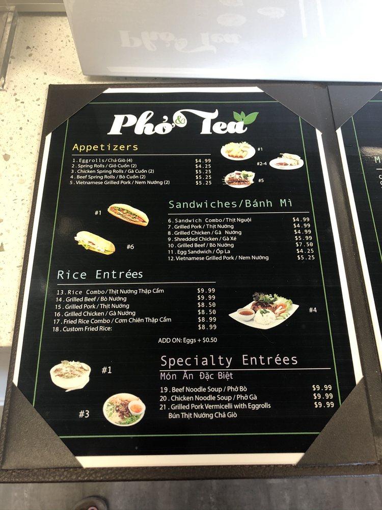 Menu at Pho & Tea restaurant, Ames
