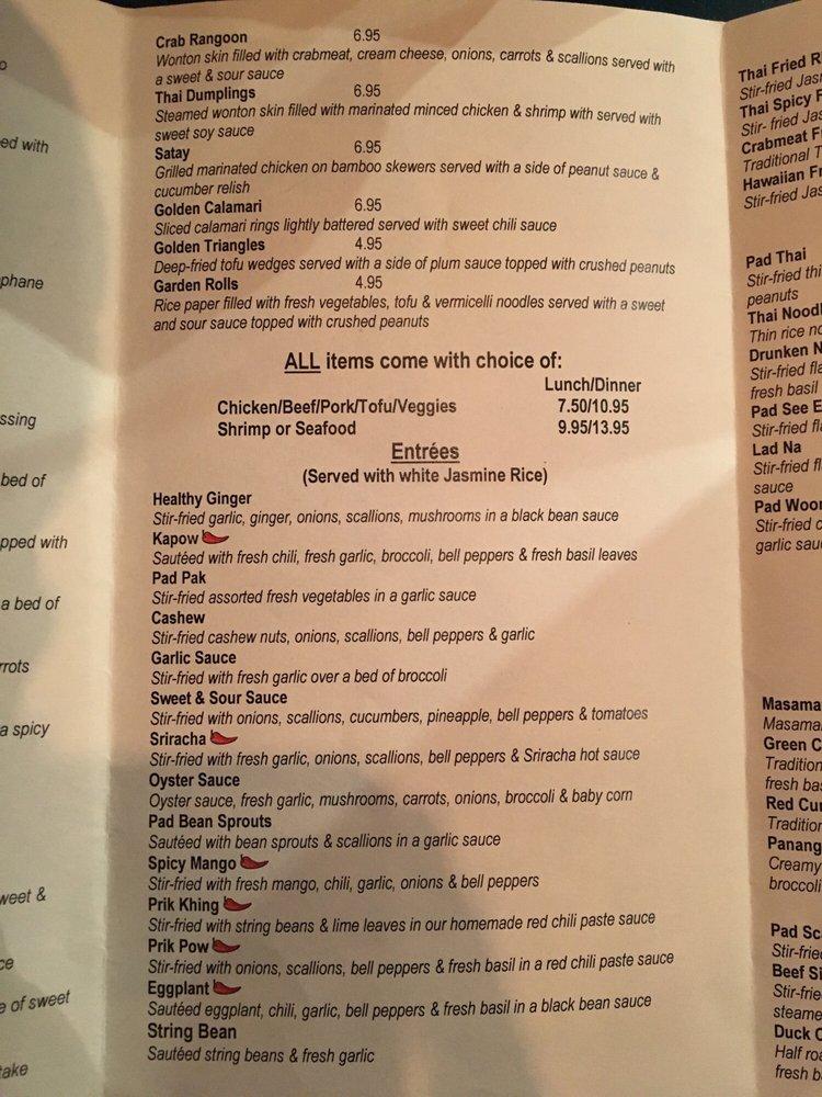 Menu at Rama Garden Thai Cuisine restaurant, Norfolk
