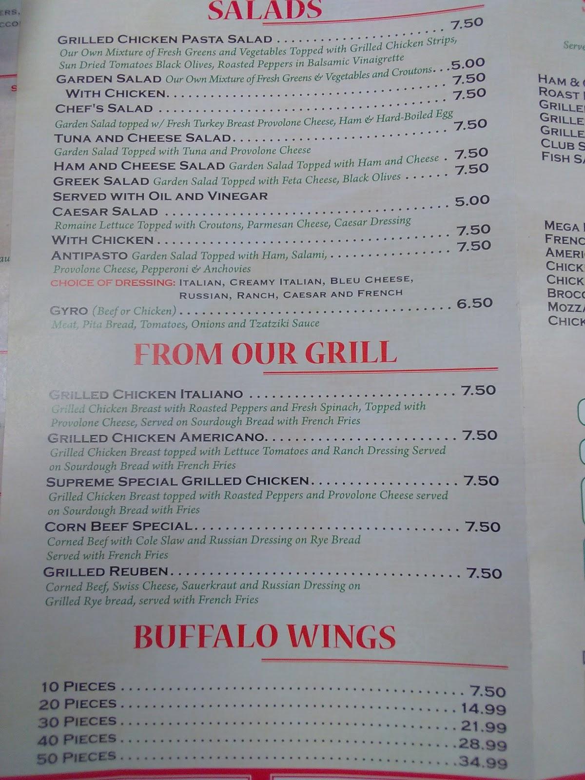 Menu at Supreme Pizza pizzeria, Sharon Hill