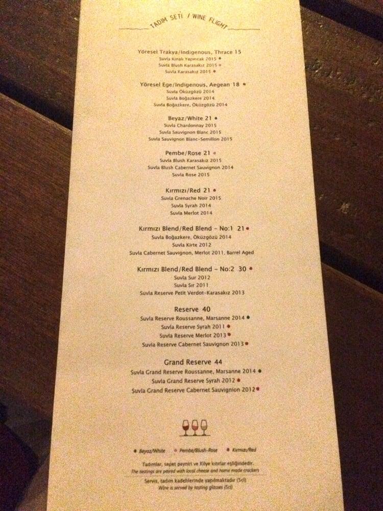 Menu at Suvla Kanyon, Istanbul, Kanyon AVM