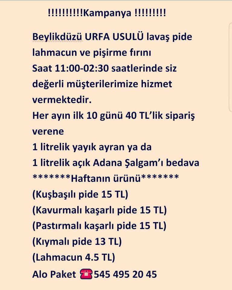 Menu at URFA USULÜ kebap lahmacun pide, Büyükçekmece