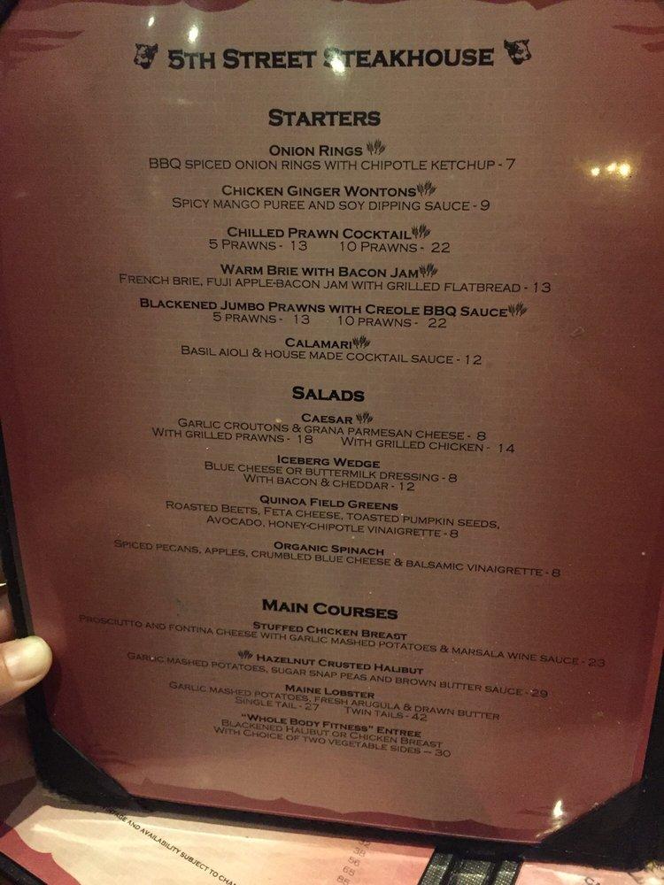 Menu at 5th Street Steakhouse, Chico