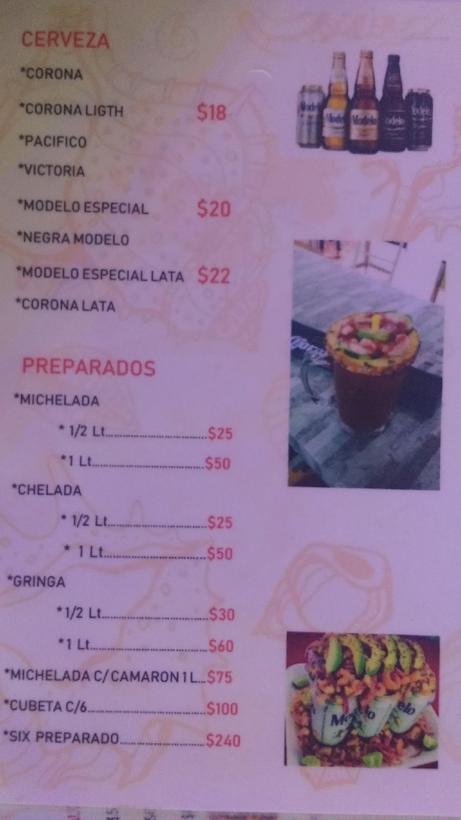 Carta del restaurante MARISCOS EL GALAN JESUS MARIA, Jesús María