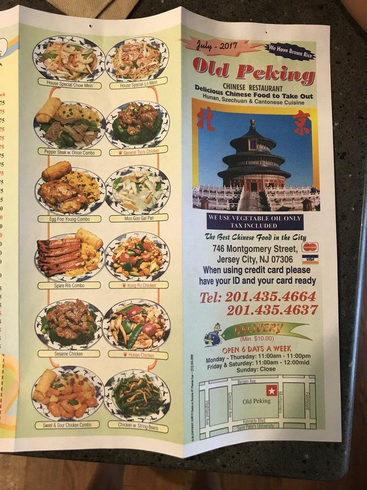 Menu at Old Peking restaurant, Jersey City, 746 Montgomery St