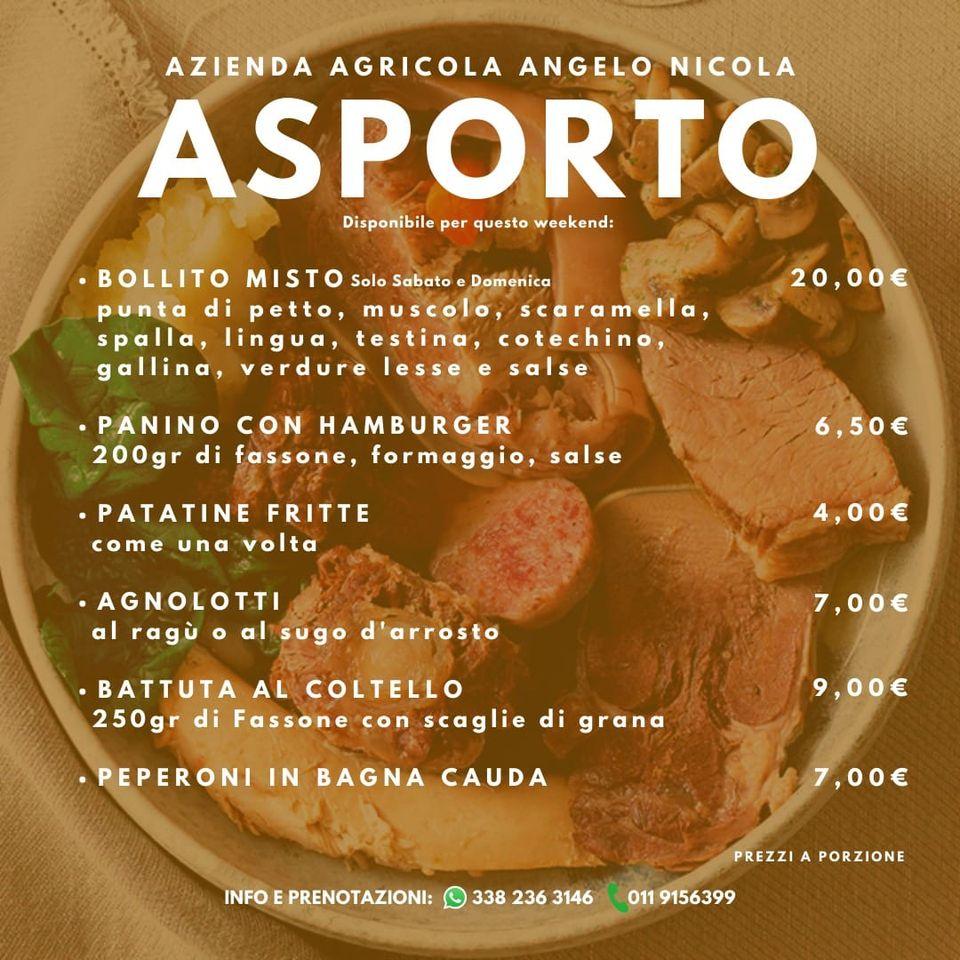 Menu at Azienda Agricola Nicola Angelo restaurant, Brusasco