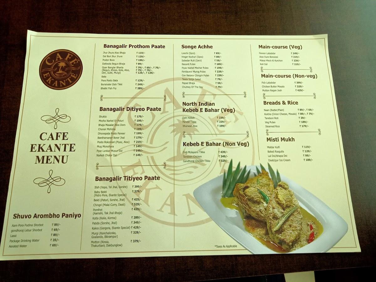 Menu at Cafe Ekante, Kolkata, Eco Park
