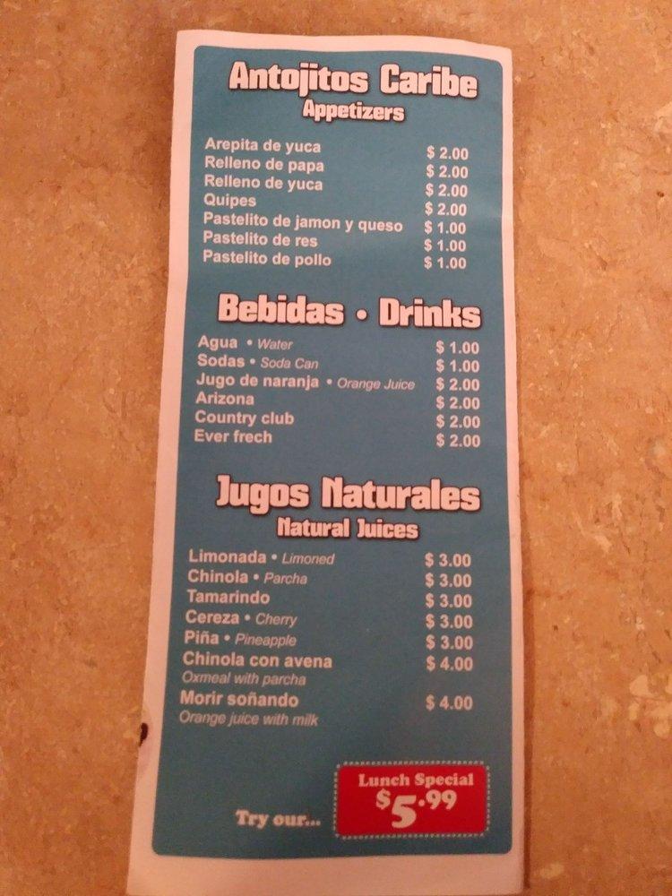 Menu at Caribe Restaurant, Peabody, 80 Walnut St