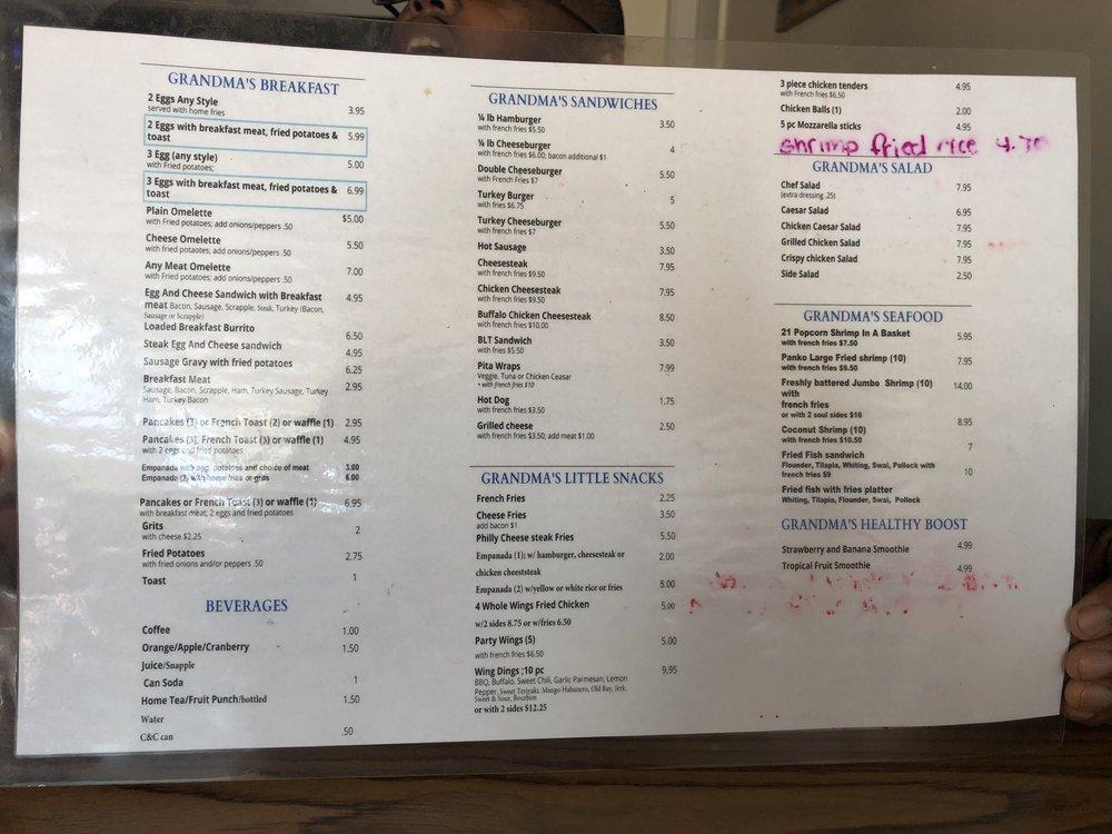 Carta de GRANDMA'S CAFE, Salem