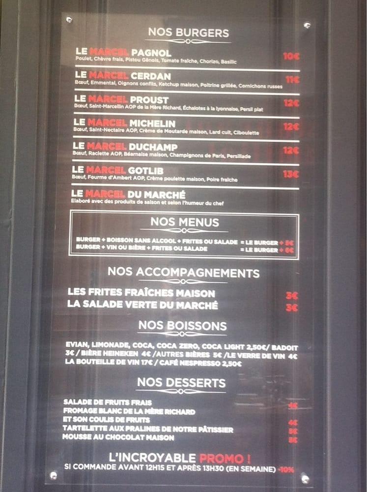 Carta de comida rápida King Marcel Lyon Mercière, Lyon