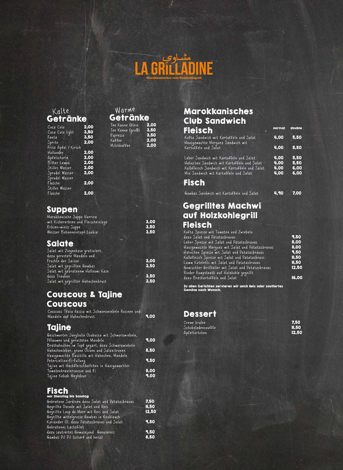 Carta de barbacoa La Grilladine, Düsseldorf