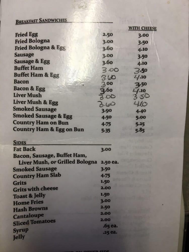 Menu at Red's Grill restaurant, Rock Hill